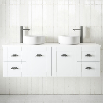 Victoria 1500mm White Wall Hung Double Vanity Unit | Temple & Webster