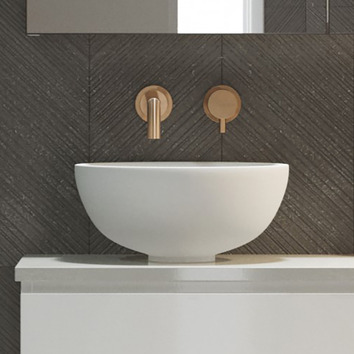 Timberline Rose 320mm Gloss White Round Ceramic Above Counter Basin ...