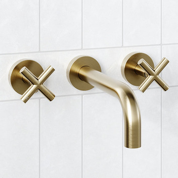 TiagoTapware Aries 200mm Cross Handle 1/4 Turn Bath Wall Tap Set ...