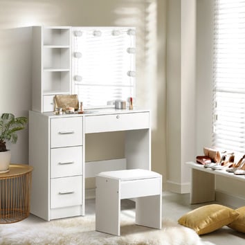 LivingFusion 2 Piece Emily Dressing Table & Stool Set | Temple & Webster