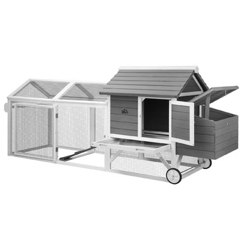 LivingFusion Ketch Fir Wood & Mesh Wire Chicken Coop | Temple & Webster