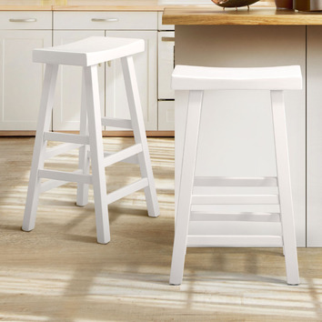 LivingFusion 65cm Ganaden Elm Wood Bar Stools | Temple & Webster