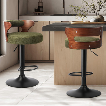 LivingFusion Sevinc Boucle Adjustable Bar Stools | Temple & Webster