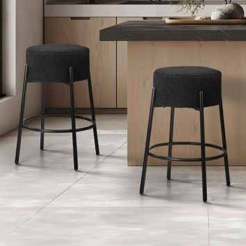 LivingFusion 65cm Madeline Boucle Bar Stools | Temple & Webster