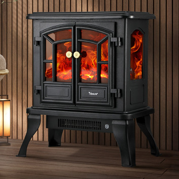 Maura 2000W Black Electric Fireplace Heater | Temple & Webster