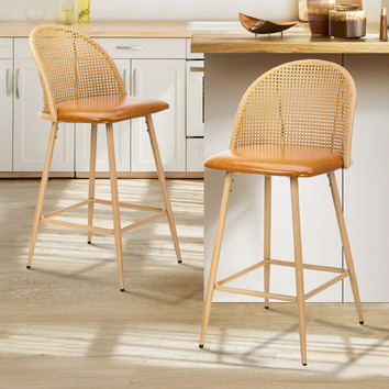 66cm Lucian Faux Leather Bar Stools | Temple & Webster