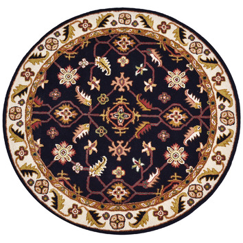 Boulevarde Rugs Black & Cream Kashan Round Wool-Blend Rug | Temple ...