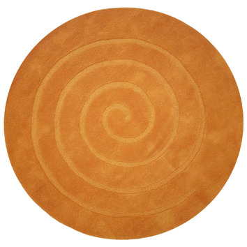 Boulevarde Rugs Orange Swirl Hand-Tufted Wool Round Rug | Temple & Webster