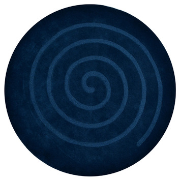 Boulevarde Rugs Navy Swirl Wool Round Rug | Temple & Webster