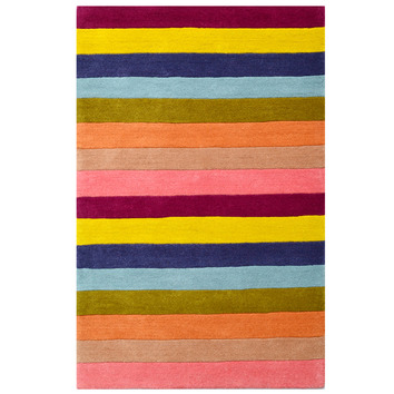 Boulevarde Rugs Multi-Coloured Striped Hand-Tufted Wool Rug | Temple ...
