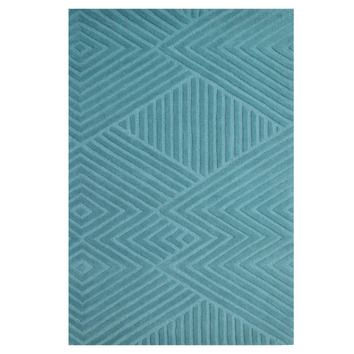 Boulevarde Rugs Teal Illusion Hand-Tufted Wool Rug | Temple & Webster