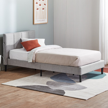 Loft 23 by Temple & Webster Light Grey Imogen Upholstered Bed with USB