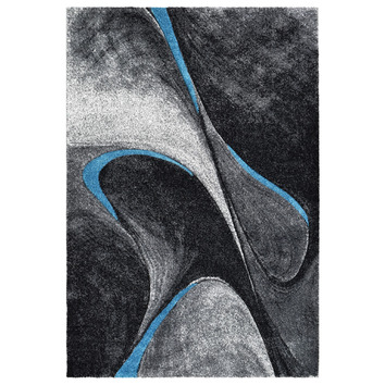 RugDestination Grey & Turquoise Millard Power-Loomed Rug | Temple & Webster