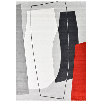 Grey & Red Rhett Power-Loomed Rug | Temple & Webster