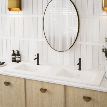 Nueva Double Inset Basin with Tap Landing | Temple & Webster