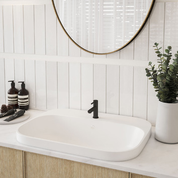 Nueva Bathware Cosy 610mm Rectangular Insert Ceramic Basin With Tap ...