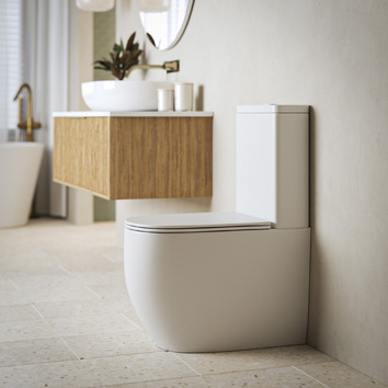 Nueva Bathware Cera Rimless Short Projection Back-To-Wall Toilet Suite ...