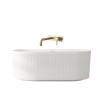 Nueva Bathware Ciri White Fluted Freestanding Bath & Wall Tapware ...