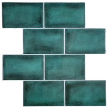 Turquoise Green Subway Stick on Tile (10 Pack) | Temple & Webster
