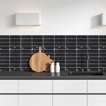 Matte Black Marble Kit Kat Stick on Tile (10 Pack) | Temple & Webster