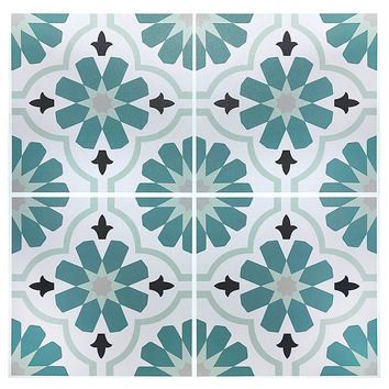Green Flower Decorative Stick on Tile (10 Pack) | Temple & Webster