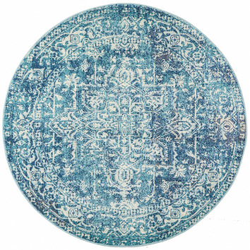 SandStoneSea Blue Round Art Moderne Cezanne Rug | Temple & Webster
