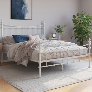 SandStoneSea White Modern Classic Julia Steel Bed Frame | Temple & Webster