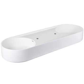 OMVIVO Lune 1200mm Oval Solid Surface Double Basin | Temple & Webster