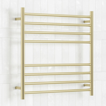 750 x 750mm Light Gold Stainless Steel Heated Towel Rail | Temple & Webster