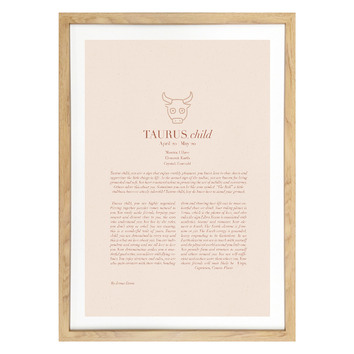 Blush Zodiac Taurus Child Printed Wall Art | Temple & Webster