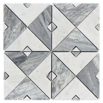 Samira White & Carrara Grey Marble Mosaic Tile | Temple & Webster