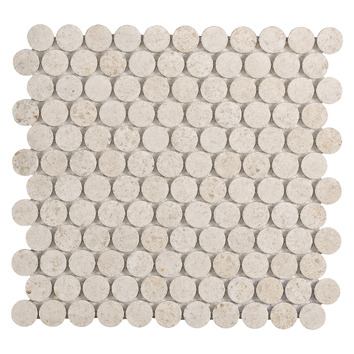 Bilal Beige Penny Round Tile Sample | Temple & Webster