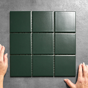 Stanmore Heritage Green Small Square Porcelain Mosaic Tile | Temple ...