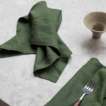 Flou Classic European Linen Table Napkins | Temple & Webster
