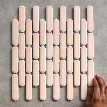 Avery Gloss Antique Pink Tic Tac Porcelain Mosaic Tile | Temple & Webster
