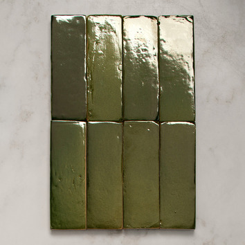 Zina 50 x 150mm Green Zellige Subway Tile | Temple & Webster