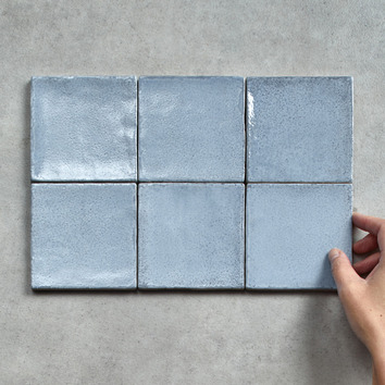 Naples Gloss Blue Small Square Ceramic Tile | Temple & Webster