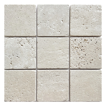 Apollo 100x100mm Tumbled Beige Square Marble Tile | Temple & Webster