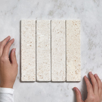 Apollo Tumbled White Limestone Subway Tile | Temple & Webster