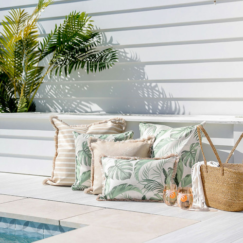 Escape to Paradise Pacifico Piped Square Outdoor Cushion | Temple & Webster