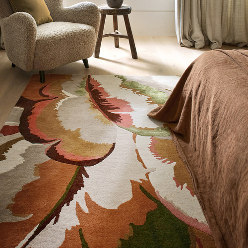 Amber Calathea Hand-Tufted Wool-Blend Rug | Temple & Webster