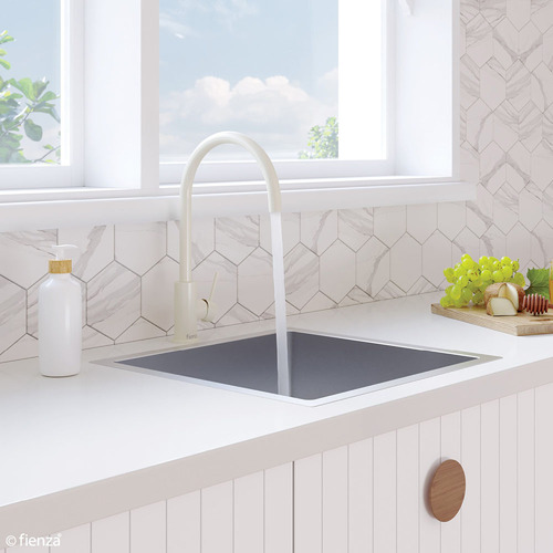 Fienza Kaya Gooseneck Pin Lever Kitchen Sink Mixer | Temple & Webster