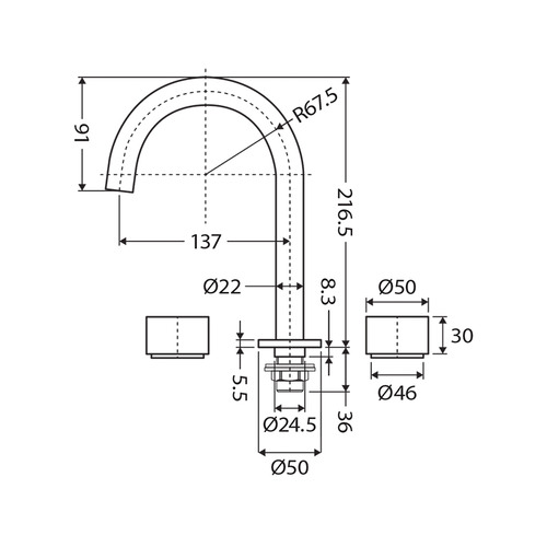 Fienza Kaya Round Hob Tap Set | Temple & Webster
