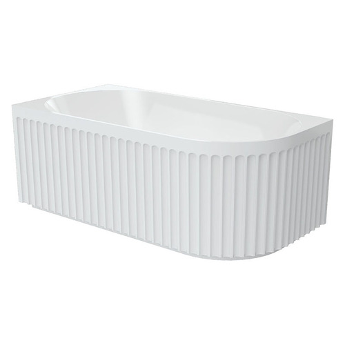 Eleanor 1500mm Gloss White Acrylic Fluted Corner Bath | Temple & Webster