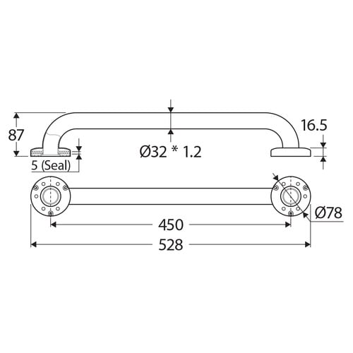 Fienza Accessible 450mm Stainless Steel Grab Rail | Temple & Webster