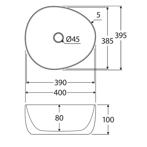 Pebble 400mm Ceramic Above Counter Basin | Temple & Webster
