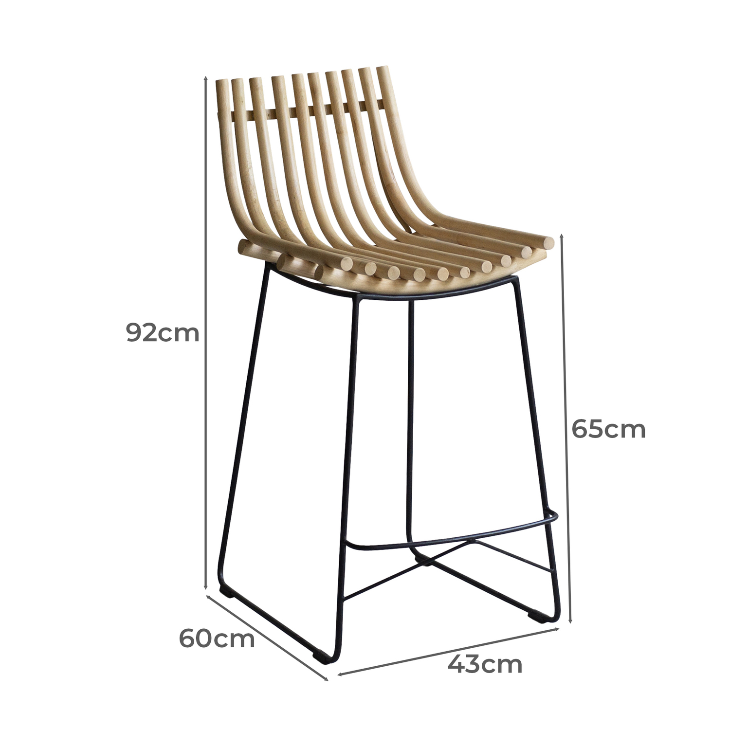 SLH House 65cm Clark Rattan Counter Stool | Temple & Webster