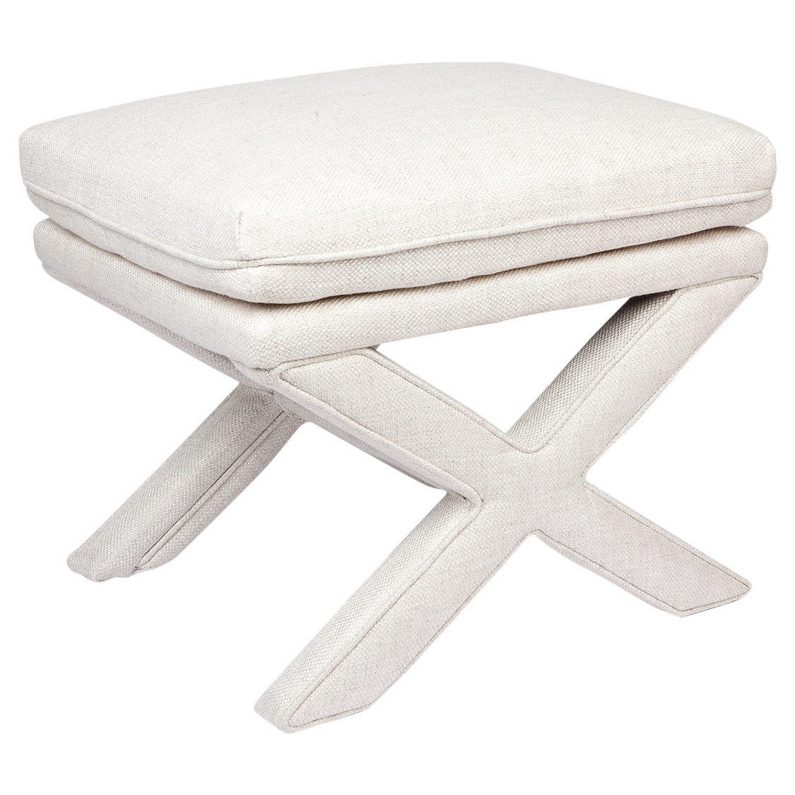 Natural Evelyn Linen-Blend Accent Stool | Temple & Webster