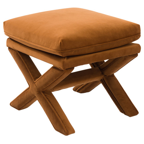 Caramel Evelyn Velvet Accent Stool | Temple & Webster