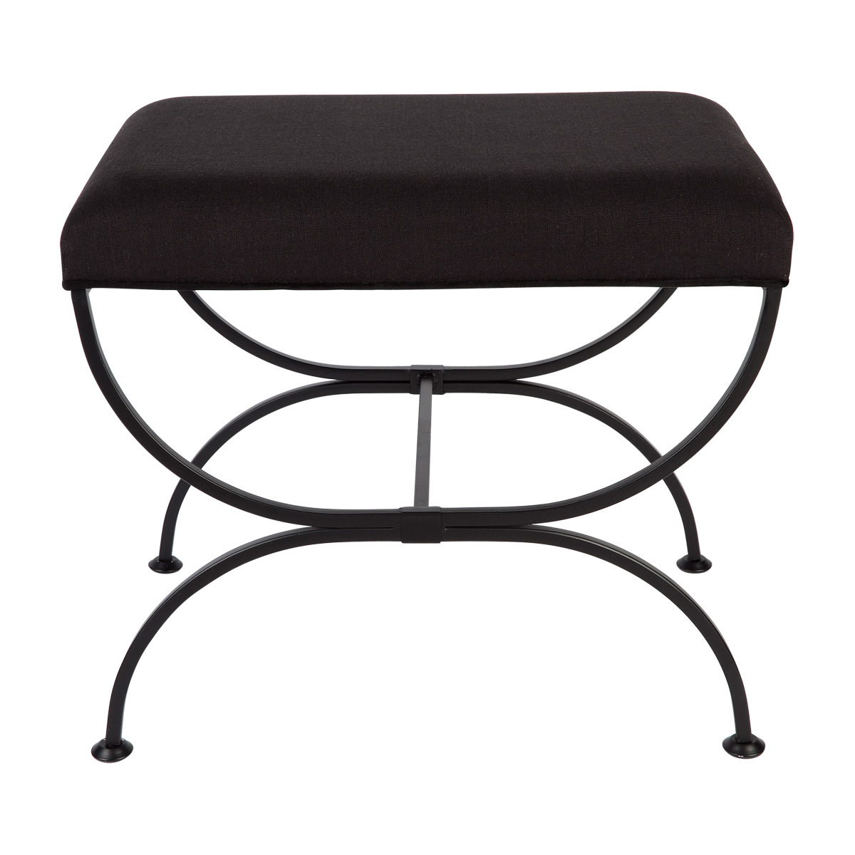 Black Maximo Linen-Blend Accent Stool | Temple & Webster